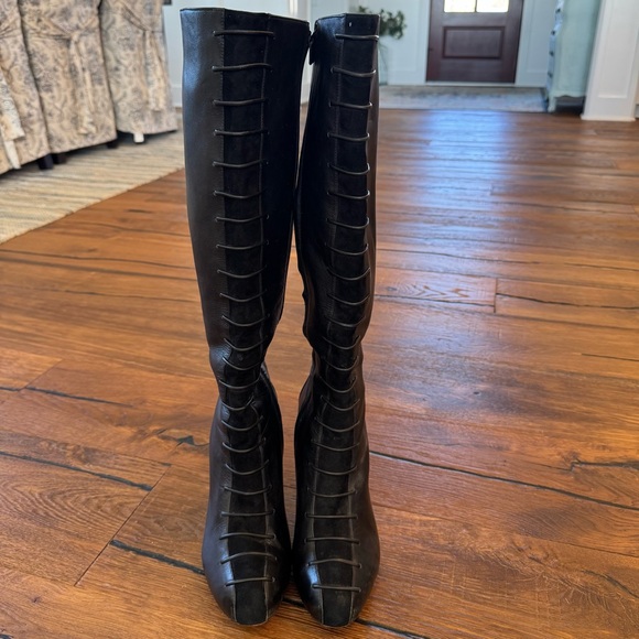 Cole Hahn | Shoes | Cole Hahn Nike Air Black Laceup Womens Heeled Boots ...